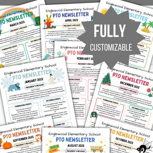 PTA PTO NEWSLETTER Flyer Editable Template Bundle Monthly Classroom ...