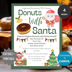 Donuts With Santa Christmas Fundraiser PTO Template Holiday Fundraising ...