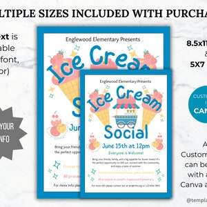 Ice Cream Social Flyer Template Ice Cream Party Event Poster Community ...