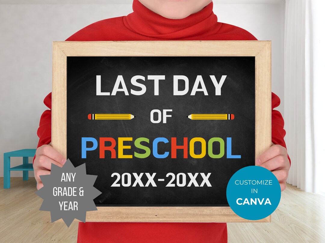 Last Day of School Chalkboard Sign Template Elementary School ...