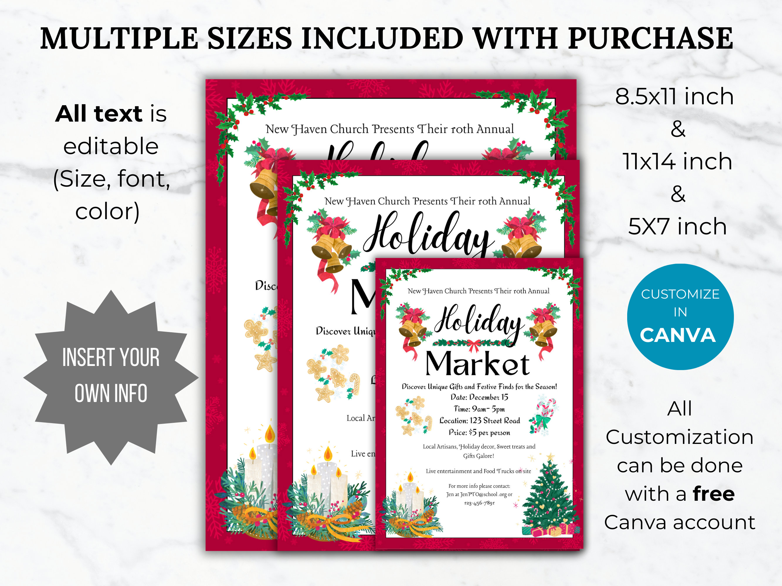 Holiday Market Christmas Fundraiser Flyer Invite Template Holiday ...