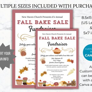 Fall Bake Sale Fundraiser Flyer Template Bake Sale Flyer Editable Fall ...