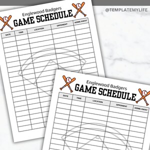 Baseball Game Schedule Template Baseball Sport Calendar Game Day ...