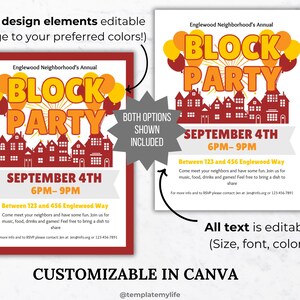 Fall Block Party Invite Template Neighborhood Thanksgiving Party Flyer ...