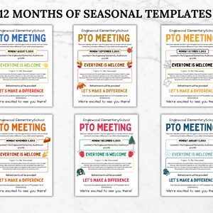 PTO Meeting Flyer Template Bundle Seasonal Pto Flyer Editable Pto ...