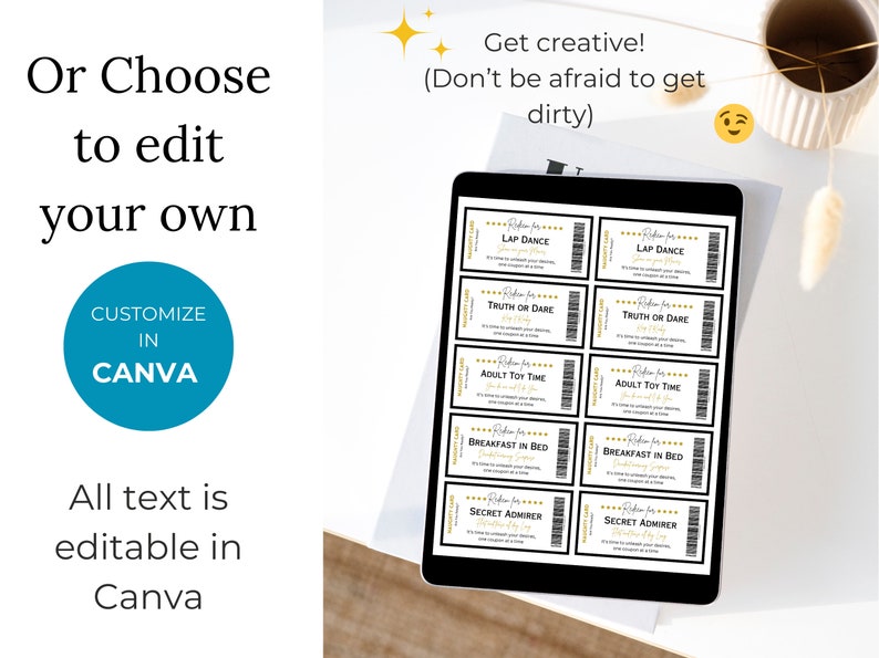 Naughty Coupon Book Printable Adult Coupons Intimate Gift for Husband ...