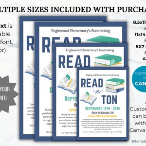 Reading Fundraiser Flyer Pledge Donation Form Book Log Bundle School ...