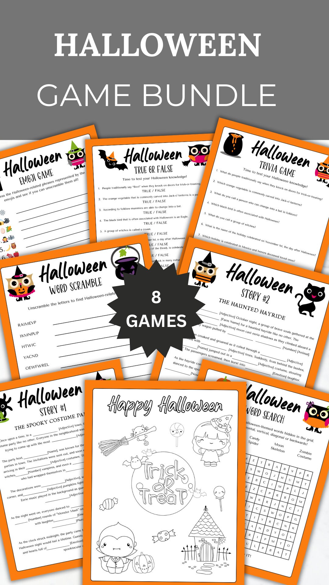 Halloween Printable Games for Kids Halloween Activity for - Etsy