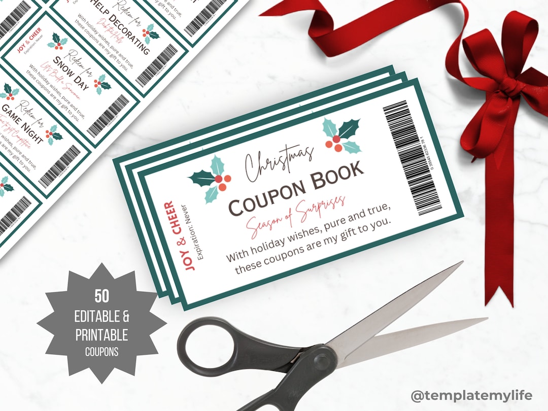 Holiday Coupon Book for Mom Printable Christmas Gift Idea for ...