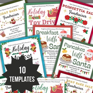 Holiday Fundraiser Flyer Editable Template Bundle Toy Drive Printable ...