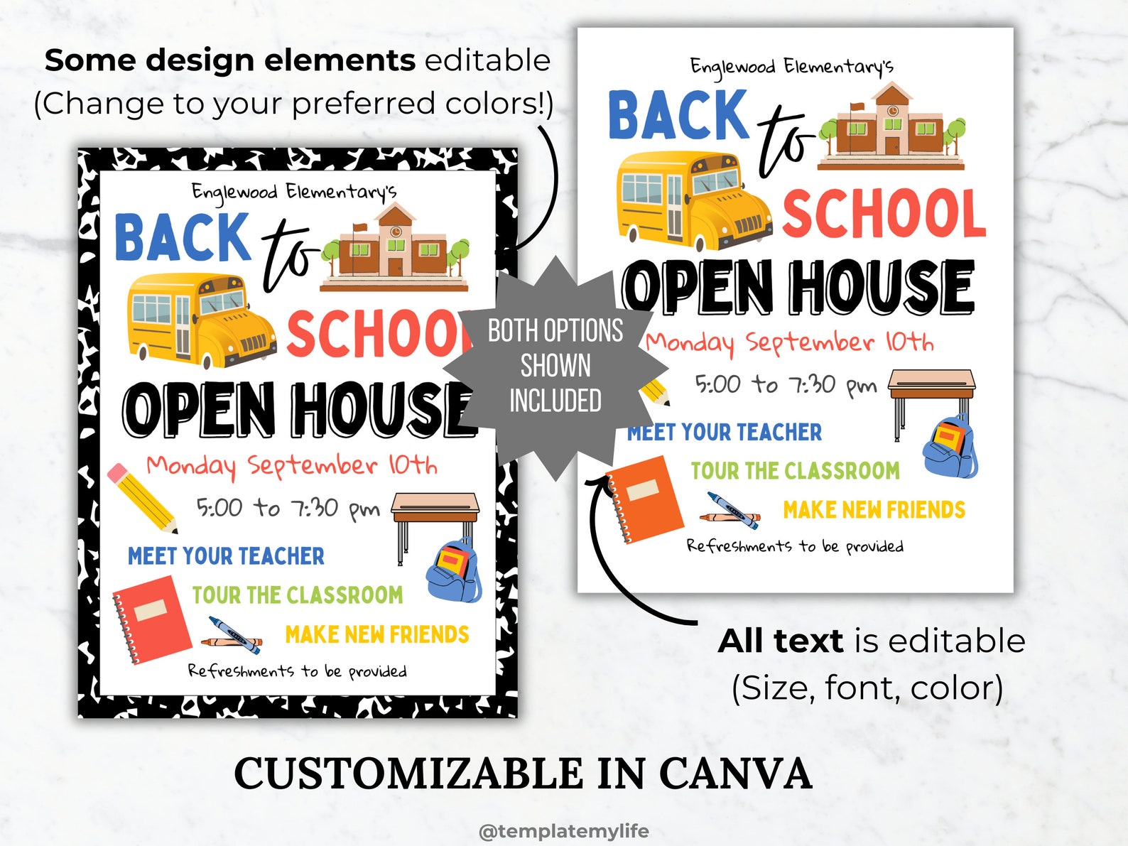 School Open House Invite Template Back to School Open House Night Flyer ...