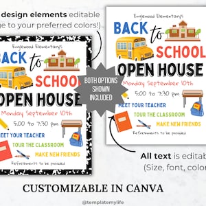 School Open House Invite Template Back to School Open House Night Flyer ...