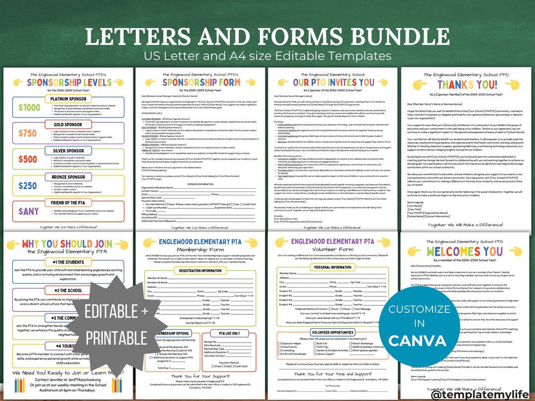 PTA Sponsorship Letter Printable PTO Membership template - Etsy Portugal