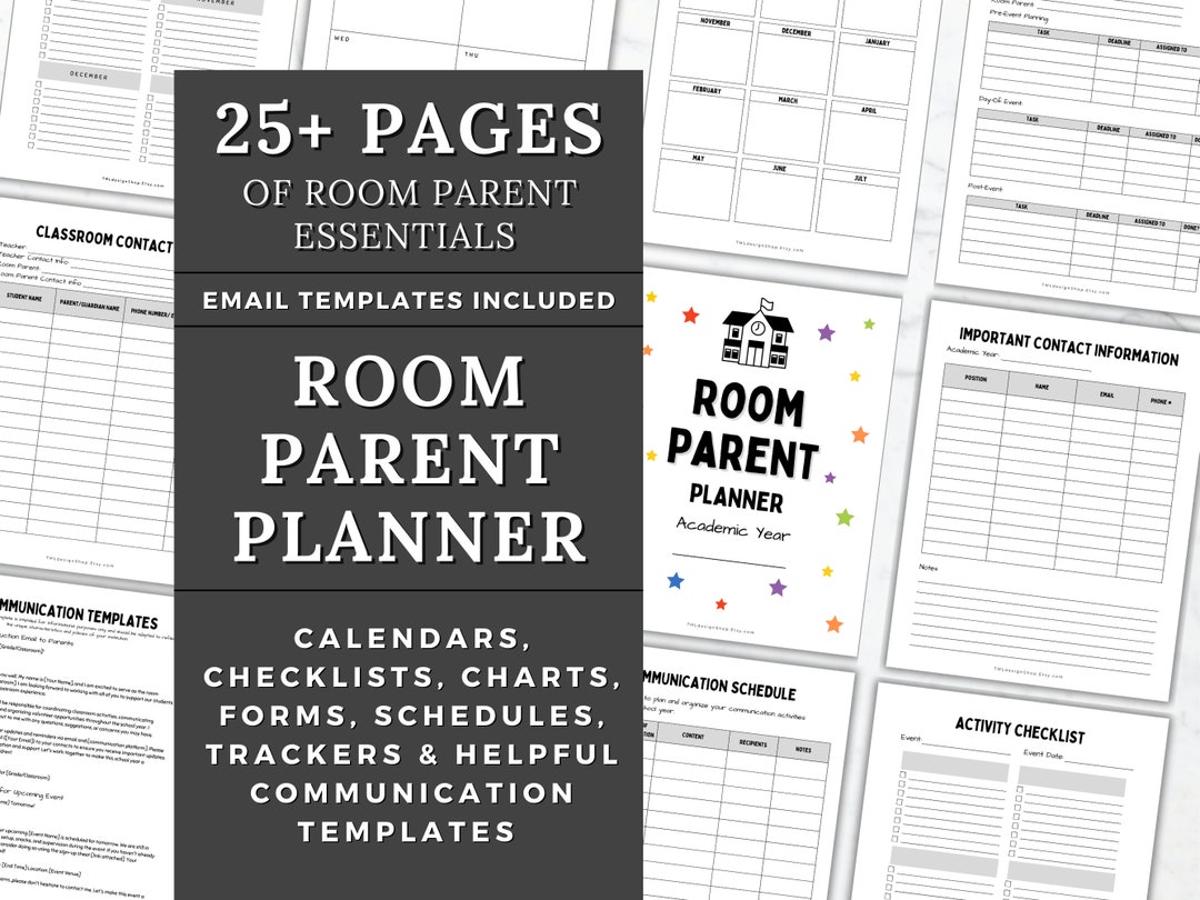 PTO PTA Class Parent Planner Template Room Parent Binder Sheets School ...