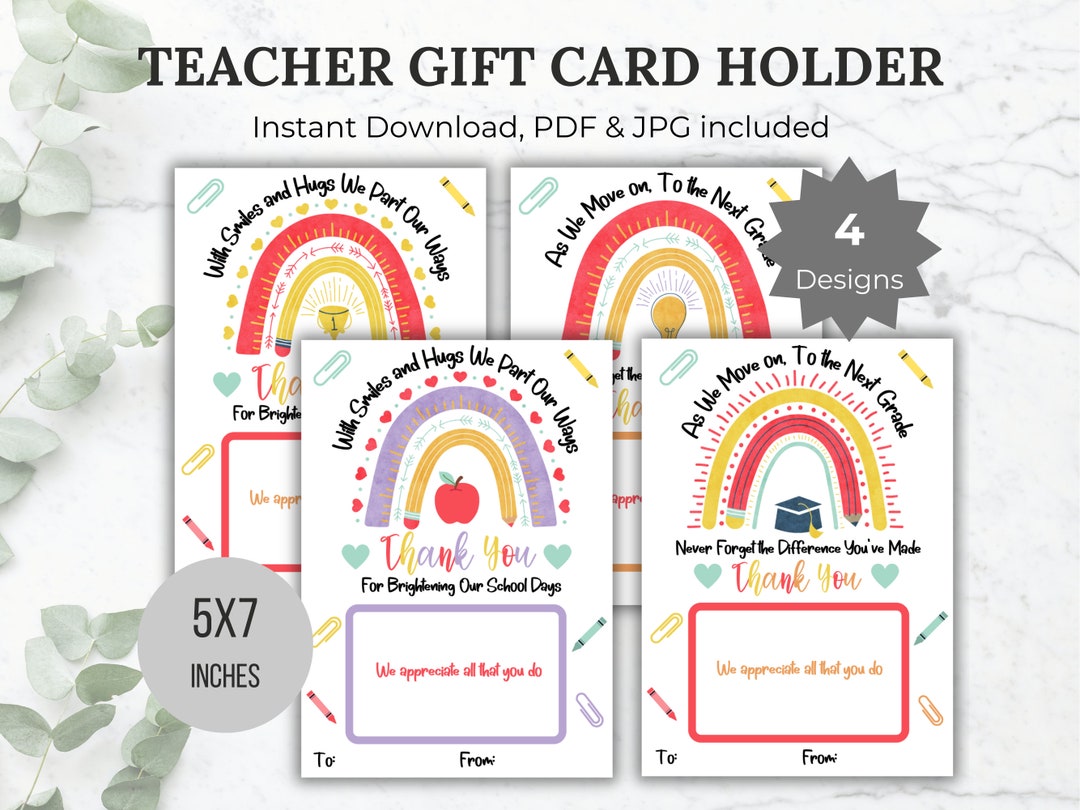 End of Year Teacher Gift Card Holder Printable Teacher Appreciation ...