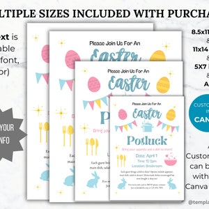 Easter Potluck Invitation Template Potluck Invite Flyer Easter Office ...
