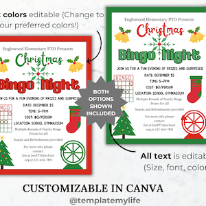 Holiday Bingo Night Flyer PTO Template School Fundraiser Flyer Event ...