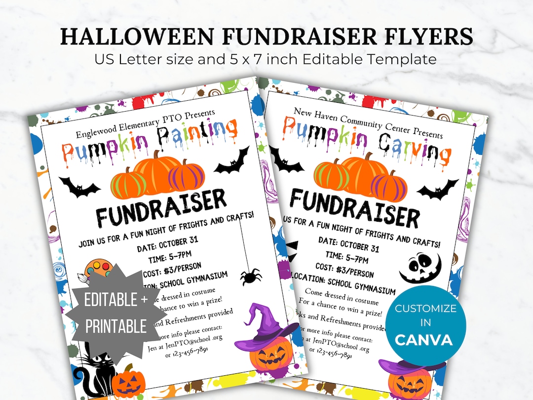 Pumpkin Painting Fundraiser Flyer Template PTA Editable Fall School ...