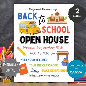 School Open House Invite Template Back to School Open House Night Flyer ...