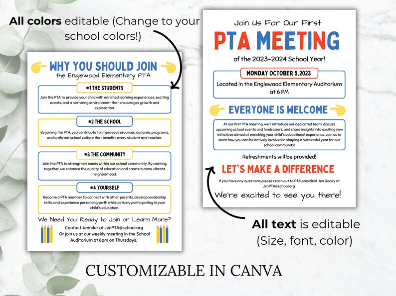 Editable PTA Flyer Bundle PTA Hand Out Templates Why Join the - Etsy