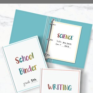 Back to School Binder Cover Printable School Binder Insert Elementary ...