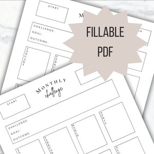 Monthly Challenge Tracker Yearly Challenge Binder Printable Fitness ...