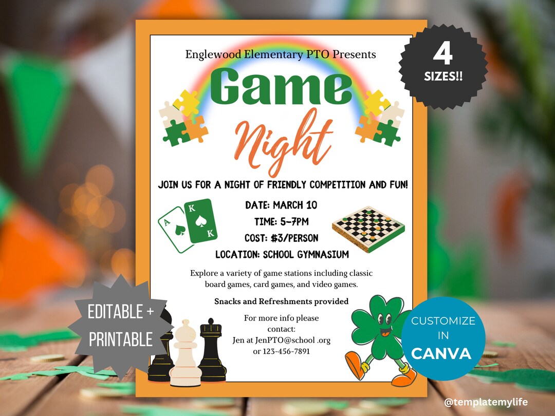 March Game Night Church Flyer Fundraiser Template Business Event Flyer ...