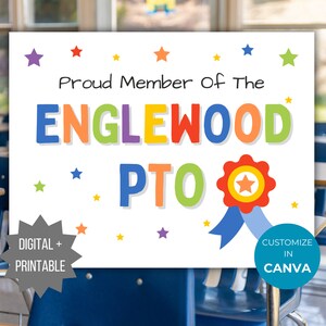 PTA PTO Member Certificate Sign Template PTO Membership Appreciation ...