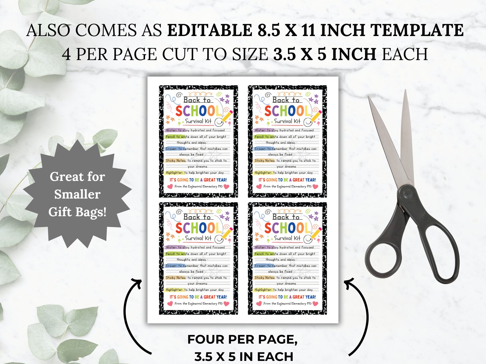 Back to School Survival Kit Editable Template Teacher Back to School ...