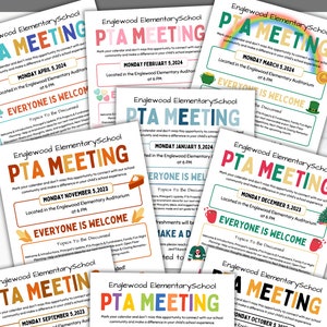 PTA Meeting Flyer Template Bundle Seasonal Pta Flyer Editable Pta ...