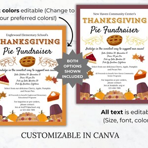 Thanksgiving Pie Fundraiser Flyer Template Pie Sale Flyer Editable Fall ...