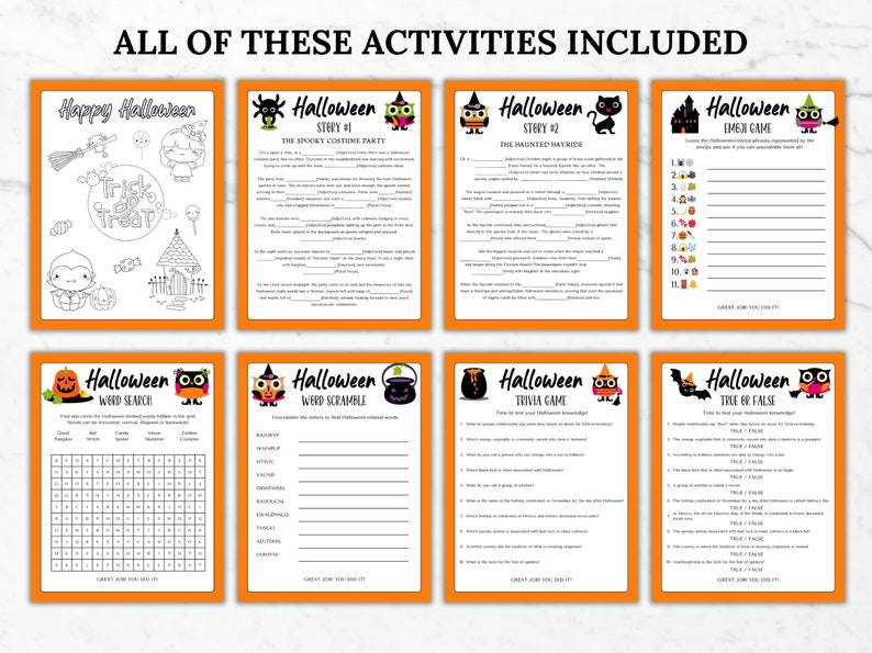 Halloween Printable Games for Kids Halloween Activity for - Etsy