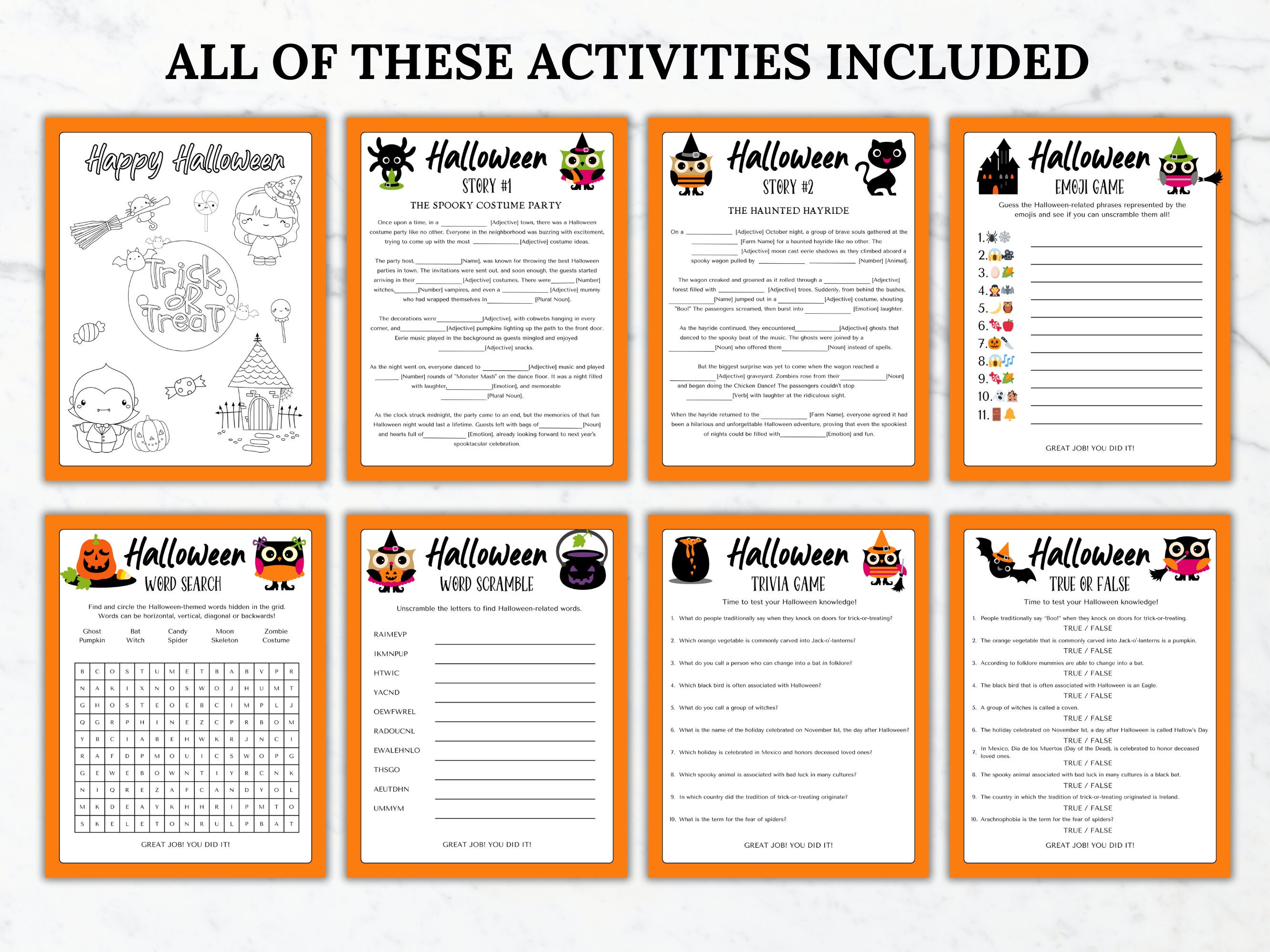 Halloween Printable Games for Kids Halloween Activity for - Etsy