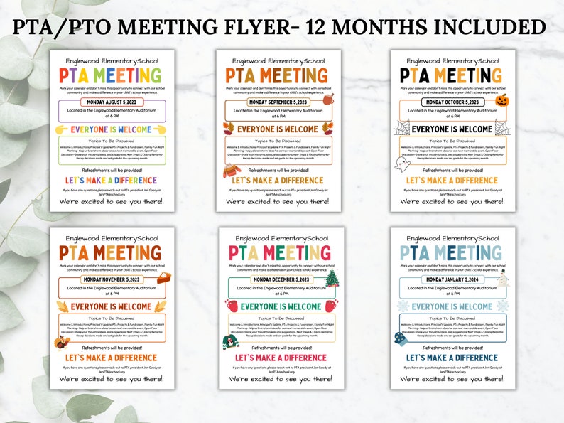 PTA Flyers Bundle Pto Template Pta Newsletter Flyer Editable - Etsy