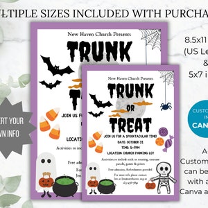 Trunk or Treat Flyer Invite Template Halloween Party Invitation ...