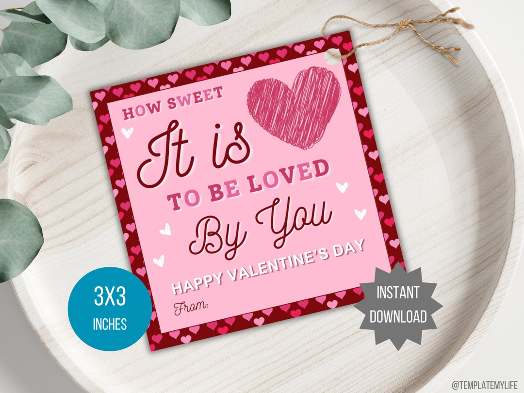 Valentine Gift Bag Tag Printable Sweet Treat Gift Tag Valentines Day ...
