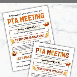 Thanksgiving PTA Meeting Flyer Printable PTO Fall Meeting Flyer ...