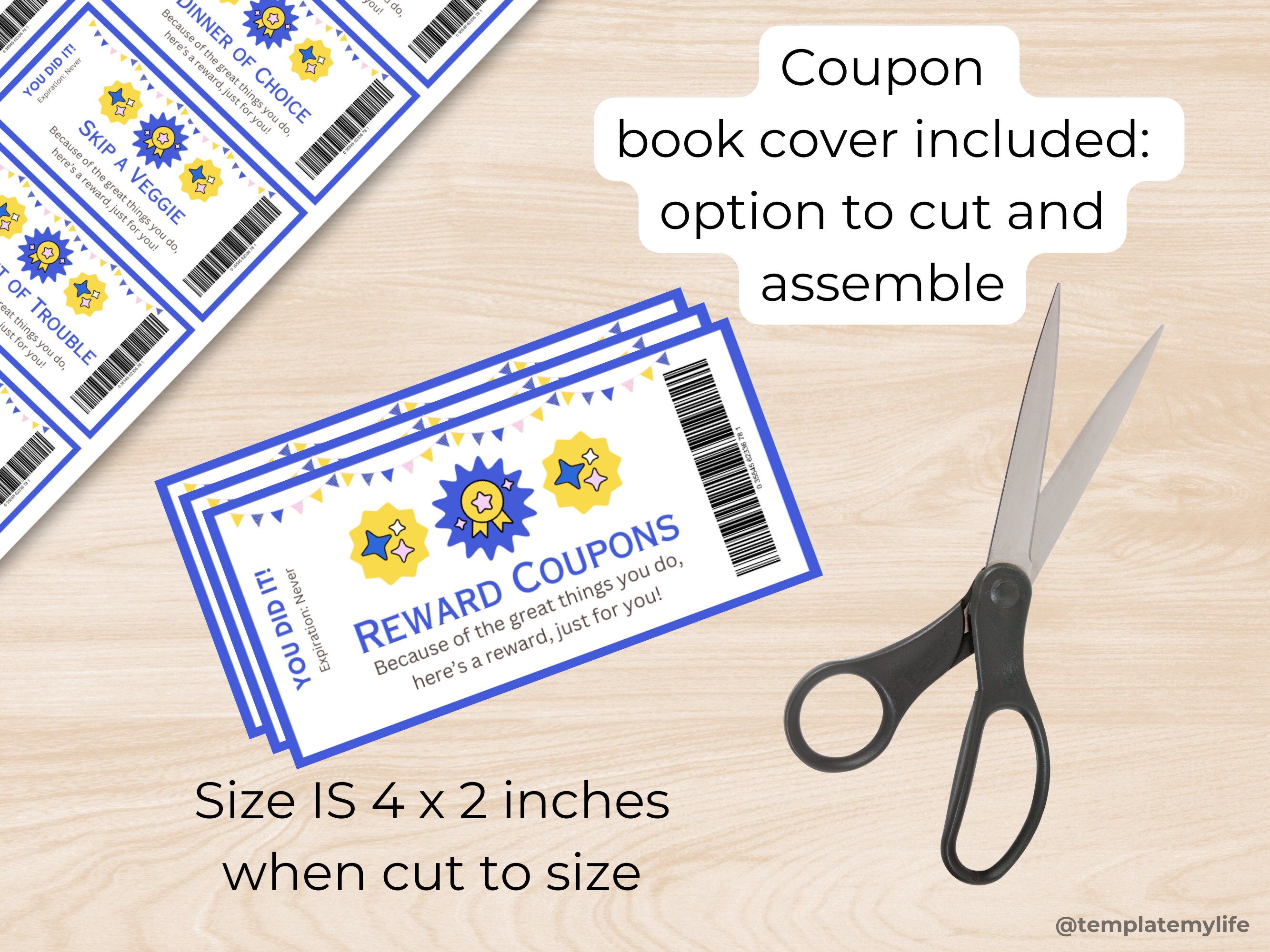 Kid Reward Coupon Book Kid Activity Printable Reward Tokens Editable ...