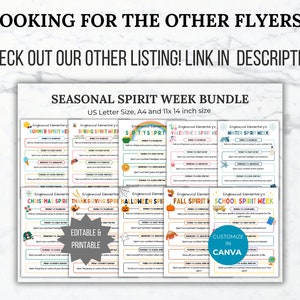 Christmas Spirit Week Flyer Printable School Spirit Flyer Editable Pto ...