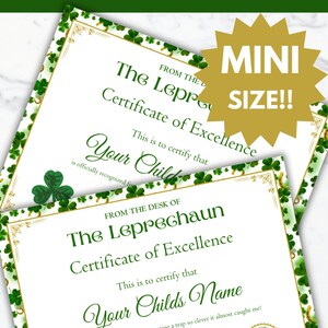 Leprechaun Trap Printable MINI Certificate Leprechaun Gift St Patricks ...