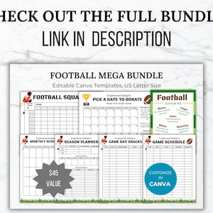 Football Game and Snack Schedule Template Bundle Football Snack Sign up ...