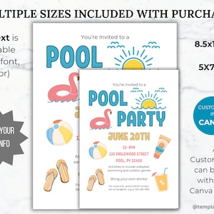 Pool Party Invite Template Summer Party Invite Flyer PTO PTA Template ...