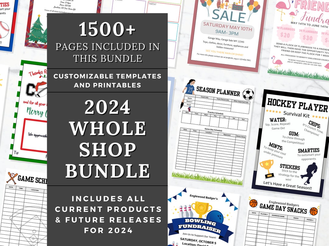 Team Sports Templates Fundraiser Bundle Coach Planner Game Schedule ...