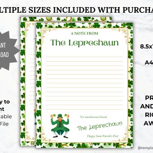 Letter From Leprechaun Printable Kid Saint Patricks Day Note From ...