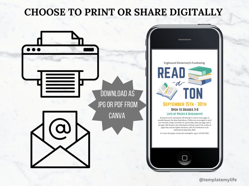 Editable Literacy Fundraiser Flyer Printable School Fundraiser Poster ...