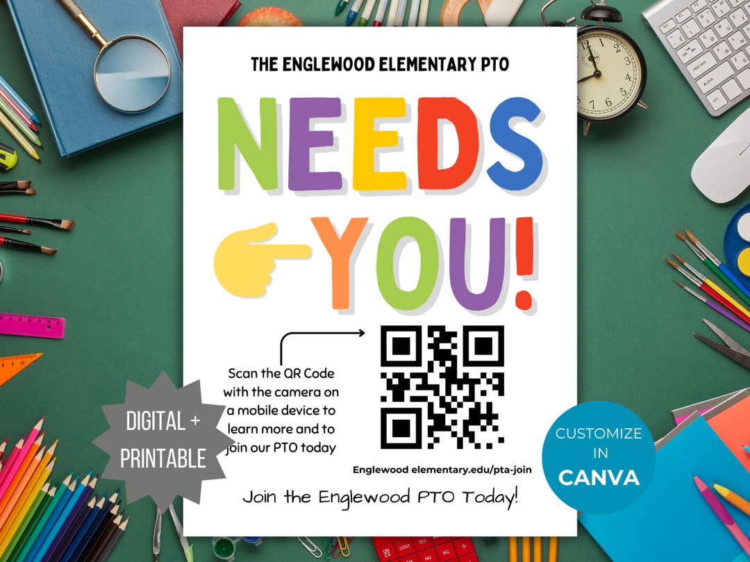 Join the PTA QR Code Flyer Join the PTO Recruitment Template Editable ...