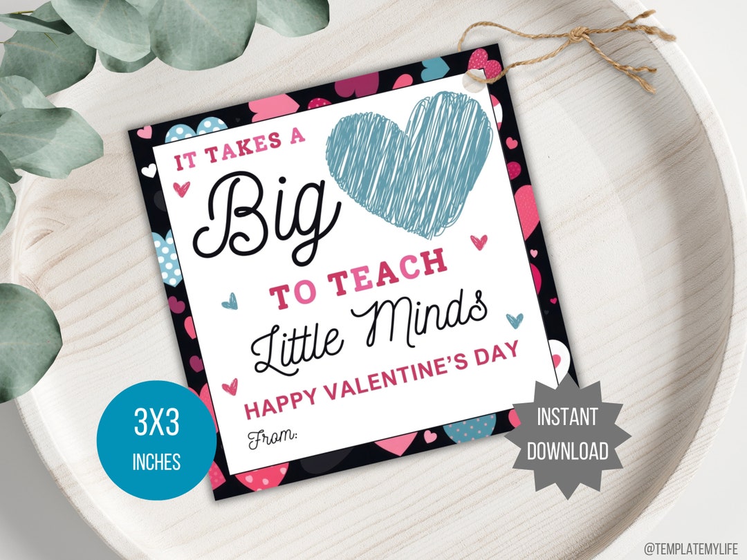 Educator Valentine Gift Tag Printable Elementary Teacher Gift Bag Label ...