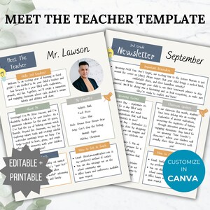 Meet the Teacher Editable Canva Template Class Newsletter Printable ...