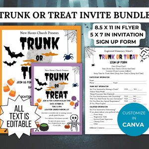 Trunk or Treat Flyer Invitation Sign up Form PTO Template Bundle ...
