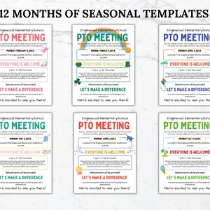 PTO Meeting Flyer Template Bundle Seasonal Pto Flyer Editable Pto ...